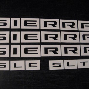 2007-2018 GMC Sierra Sle Slt Truck Emblem Overlay Decal Letters (BLACK ...