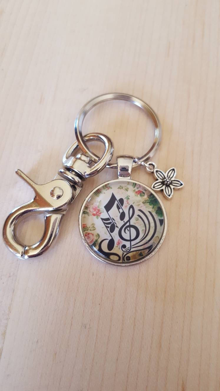 Musical Note Key Chain Music Lover Key Chain Music Key - Etsy