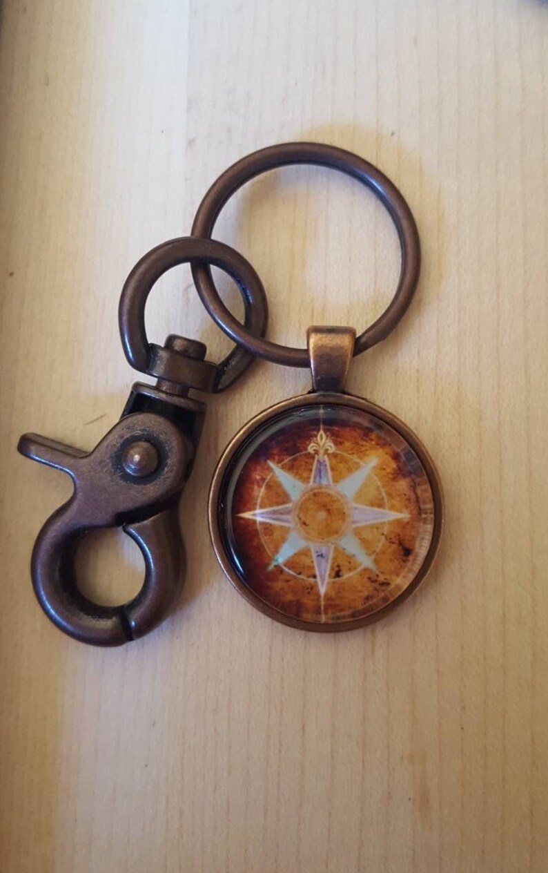 Vintage Copper Compass Key Chain Keychain for Man Vintage - Etsy