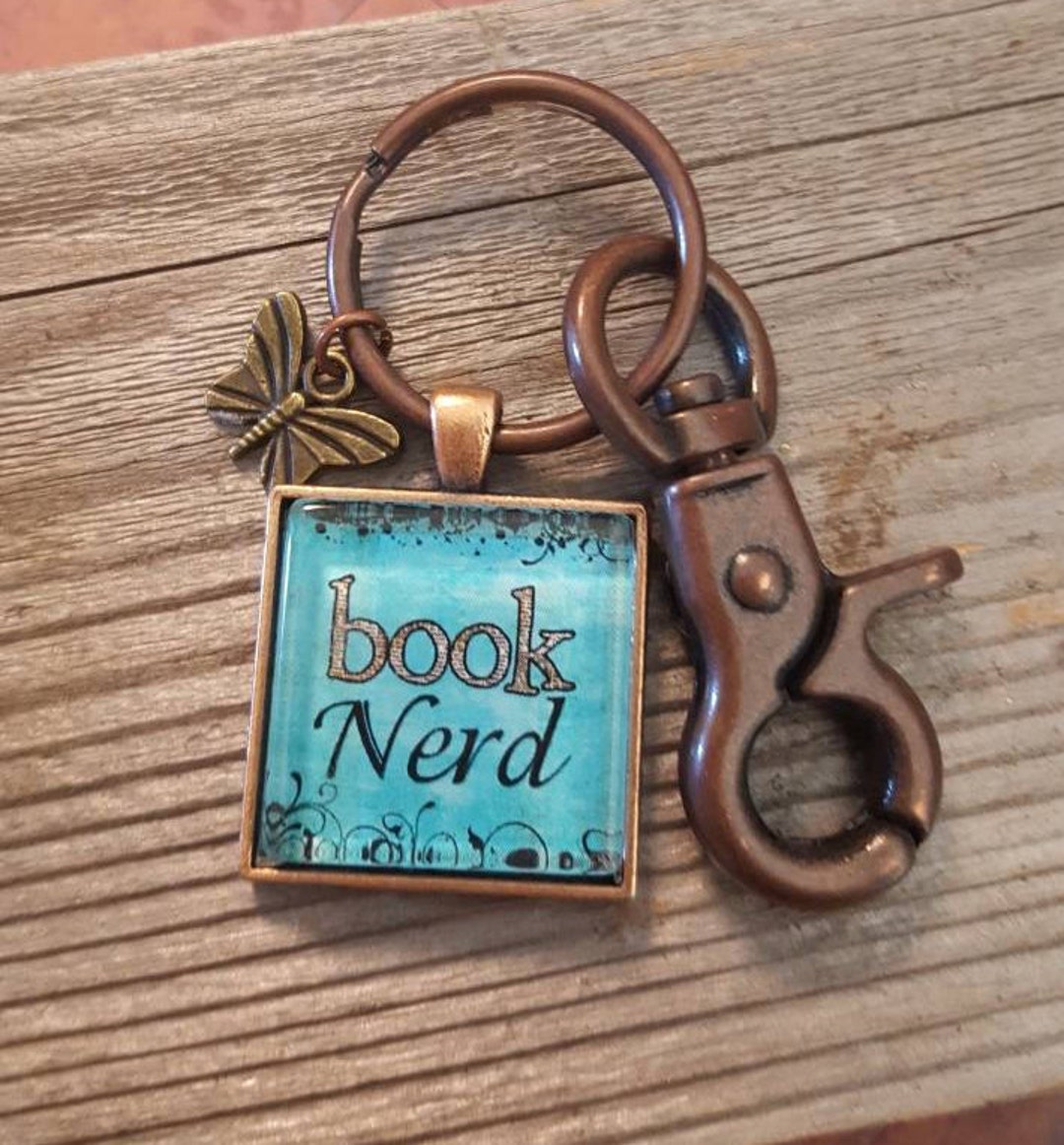 Book Nerd Key Chain, Inspirational Gift, Gift for Reader, Antique ...