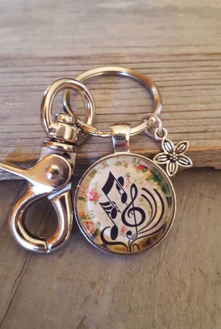 Musical Note Key Chain Music Lover Key Chain Music Key - Etsy