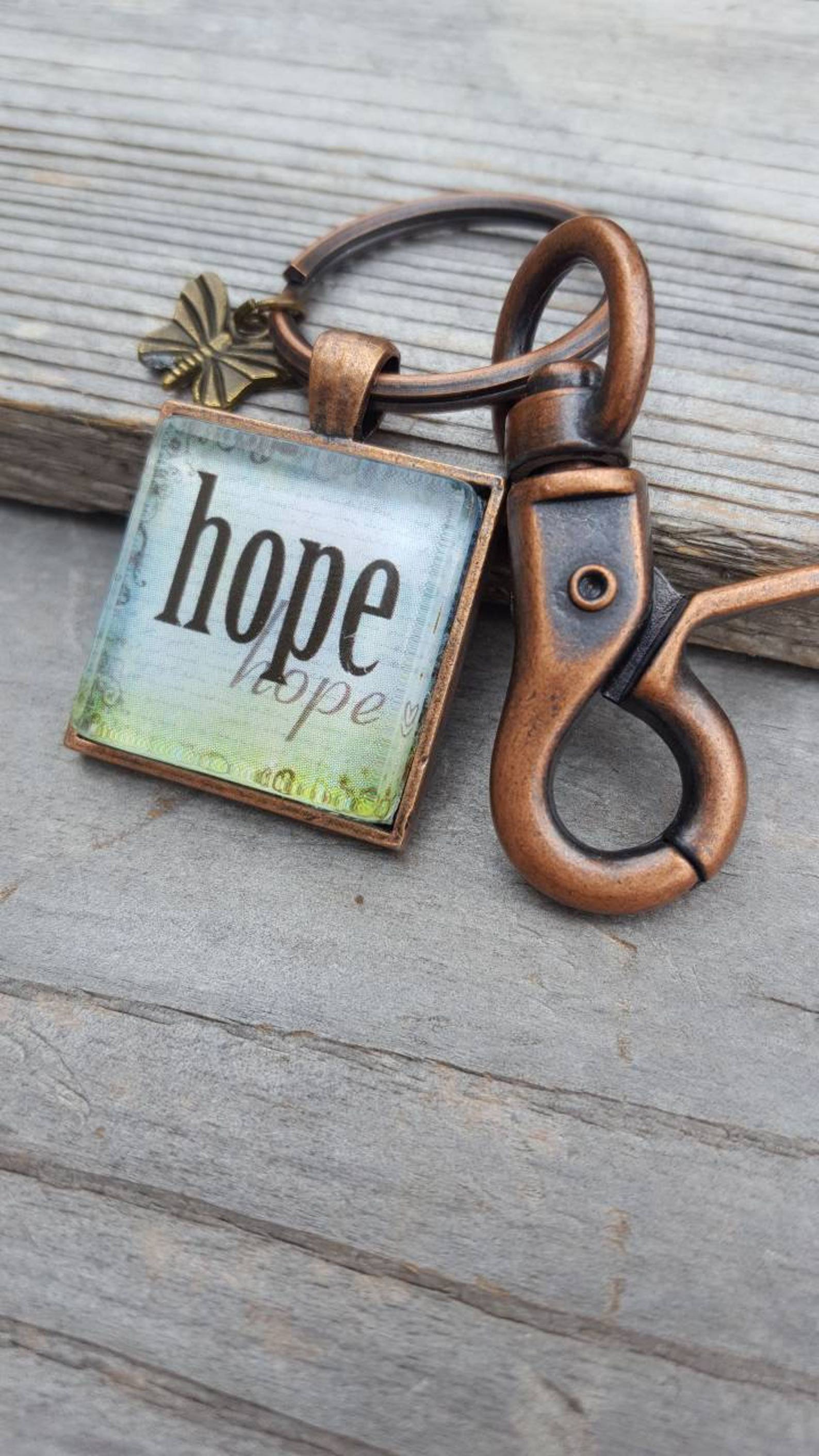 Vintage Look Hope Keychain Hope Key Chain Inspirational - Etsy