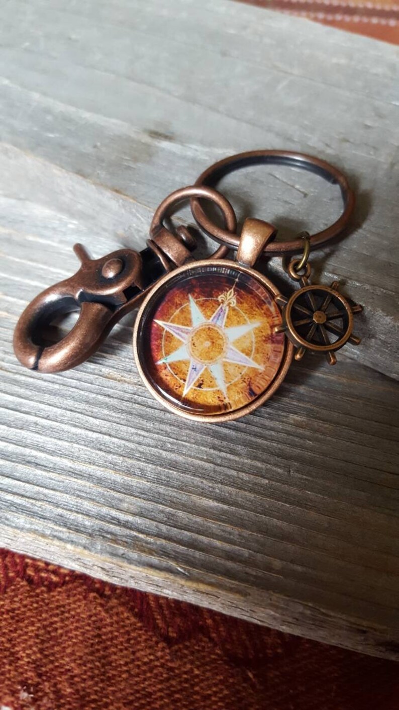 Vintage Copper Compass Key Chain Keychain for Man Vintage | Etsy