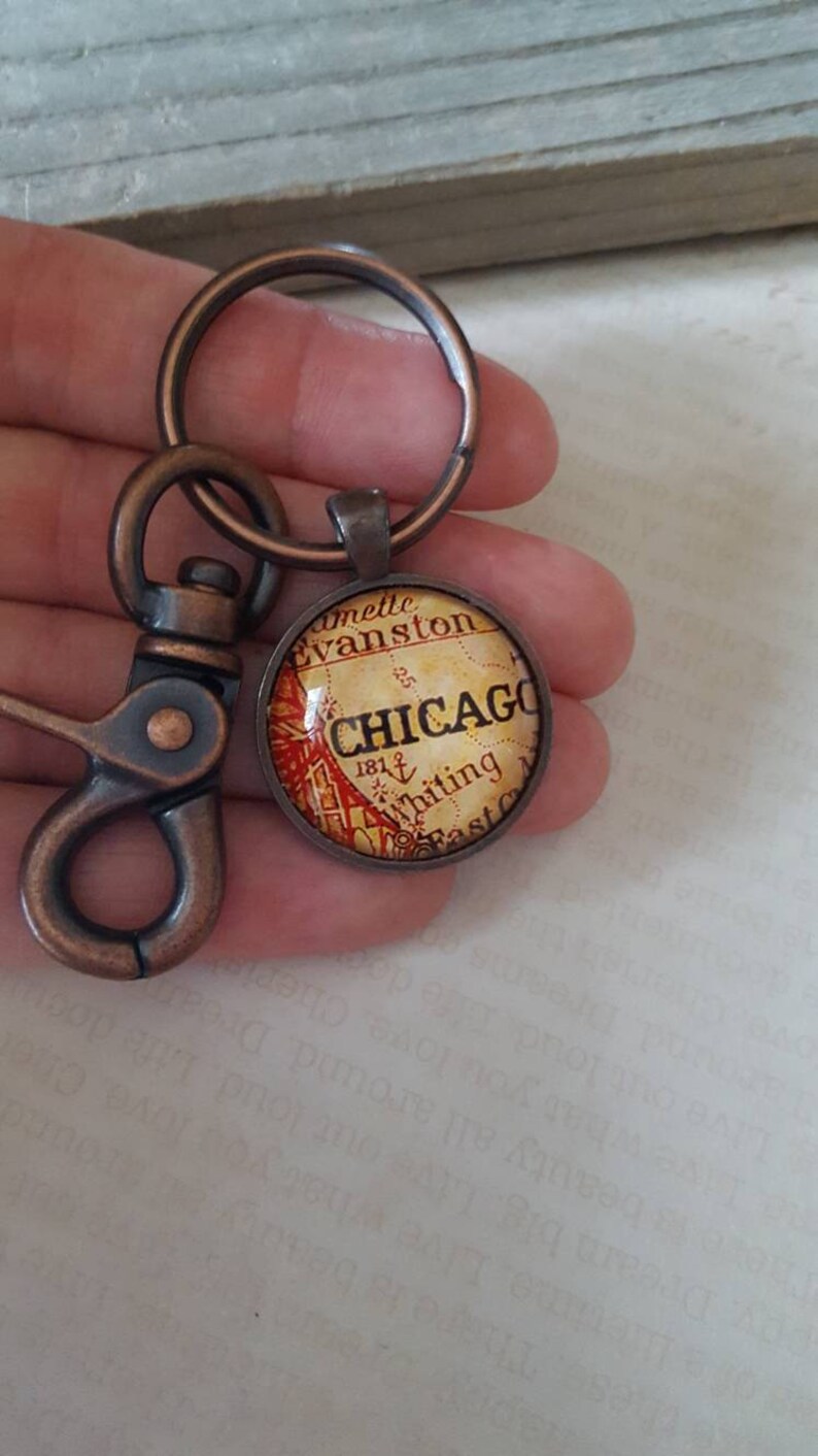 Chicago Keychain, Chicago Love, Chicago Gift, Keychain Chicago, Vintage ...