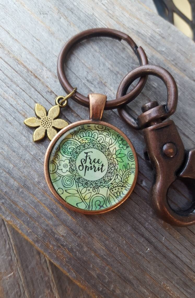 Free Spirit Key Chain Antique Copper Keychain Spiritual Key - Etsy