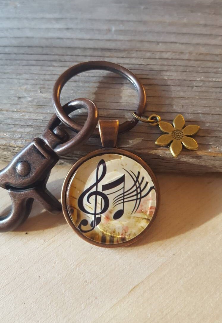 Vintage Musical Note Key Chain, Music Lover Key Chain, Musician Key ...