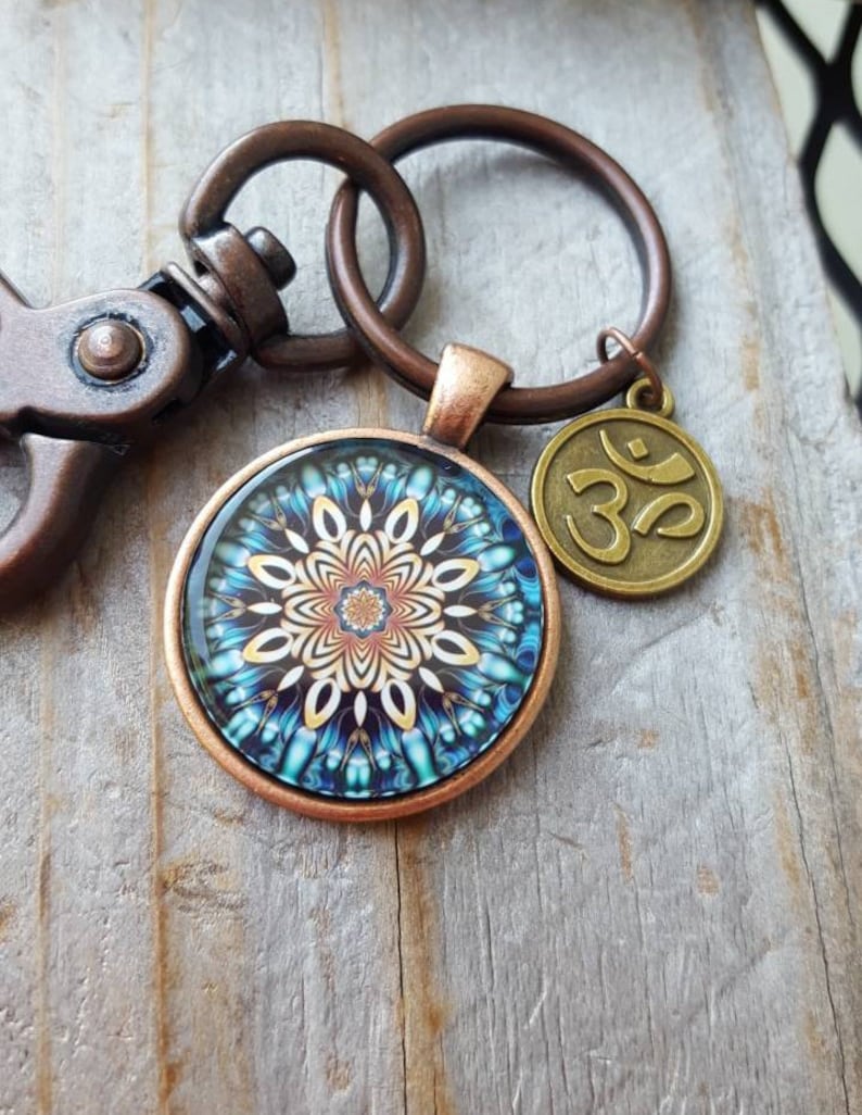 Vintage Aqua Blue Design Mandala Key Chain Vintage Look - Etsy