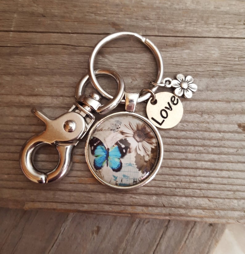 Butterfly Key Chain, Inspirational Gift, Blue Butterfly, Butterfly ...