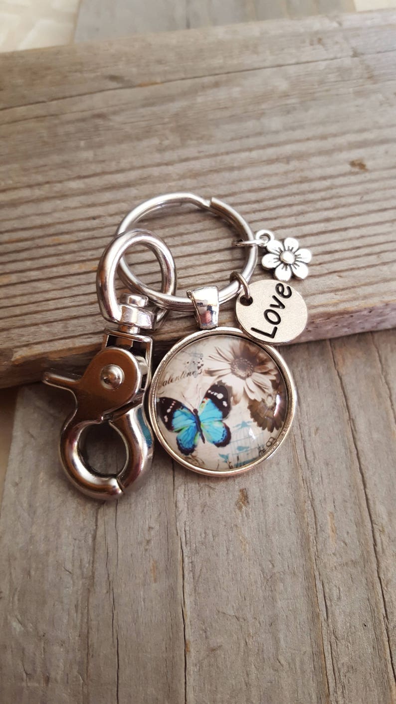 Butterfly Key Chain, Inspirational Gift, Blue Butterfly, Butterfly ...