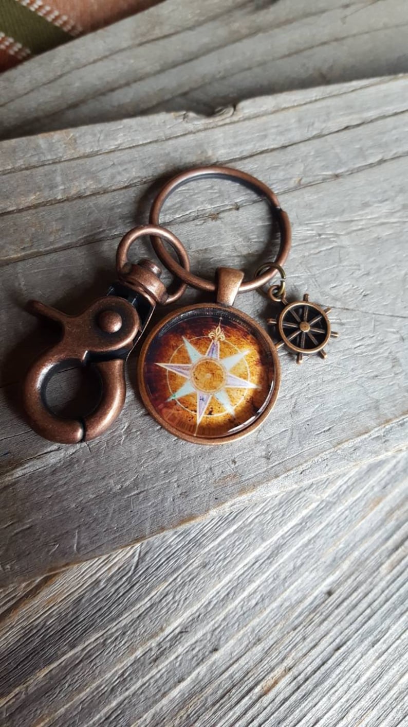 Vintage Copper Compass Key Chain Keychain for Man Vintage | Etsy