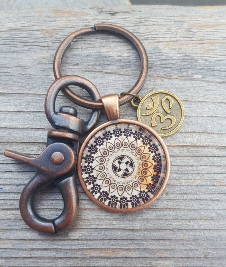 Yoga Key Chain, Vintage Copper Key Chain, Spiritual Key Chain, Zen ...