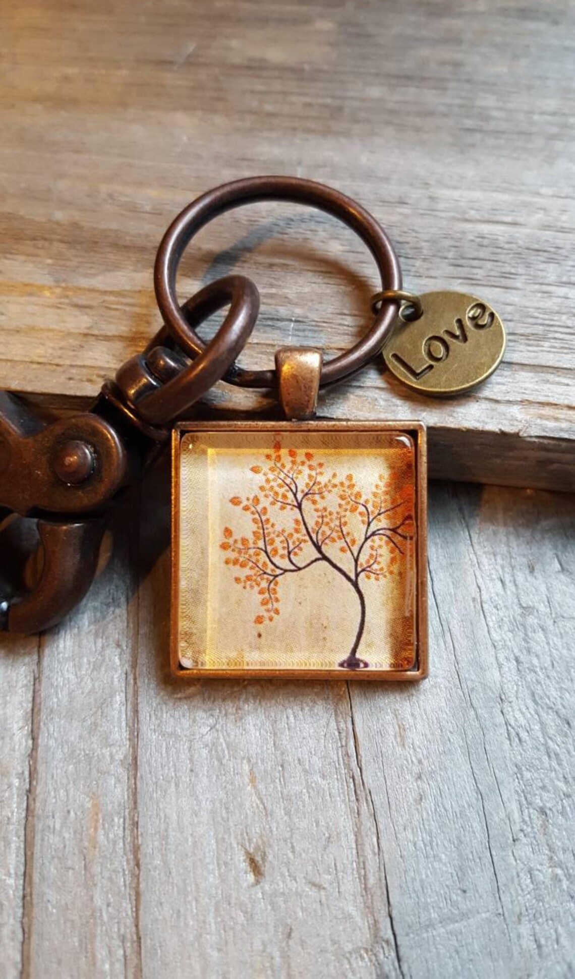 Autumn Tree Key Chain, Vintage Look Keychain, Autumn Key Chain, Tree ...