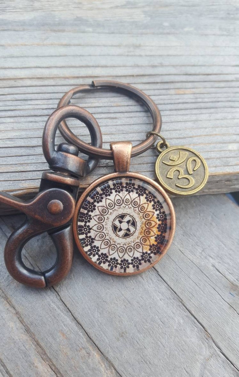 Yoga Key Chain, Vintage Copper Key Chain, Spiritual Key Chain, Zen ...