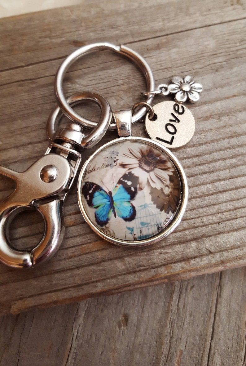 Butterfly Key Chain, Inspirational Gift, Blue Butterfly, Butterfly ...