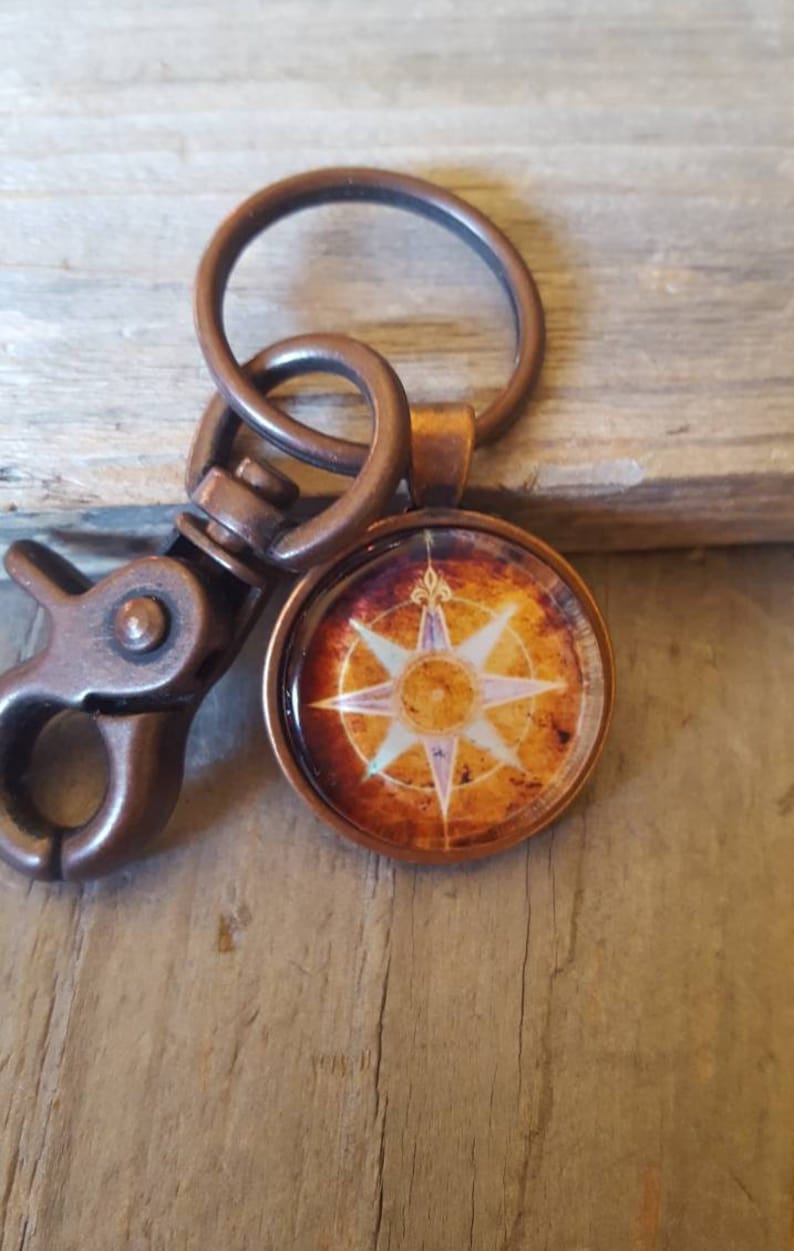 Vintage Copper Compass Key Chain, Keychain for Man, Vintage Compass ...