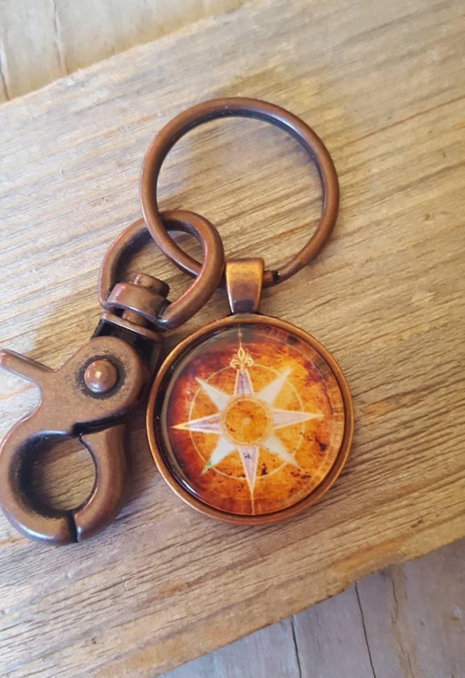 Vintage Copper Compass Key Chain, Keychain for Man, Vintage Compass ...