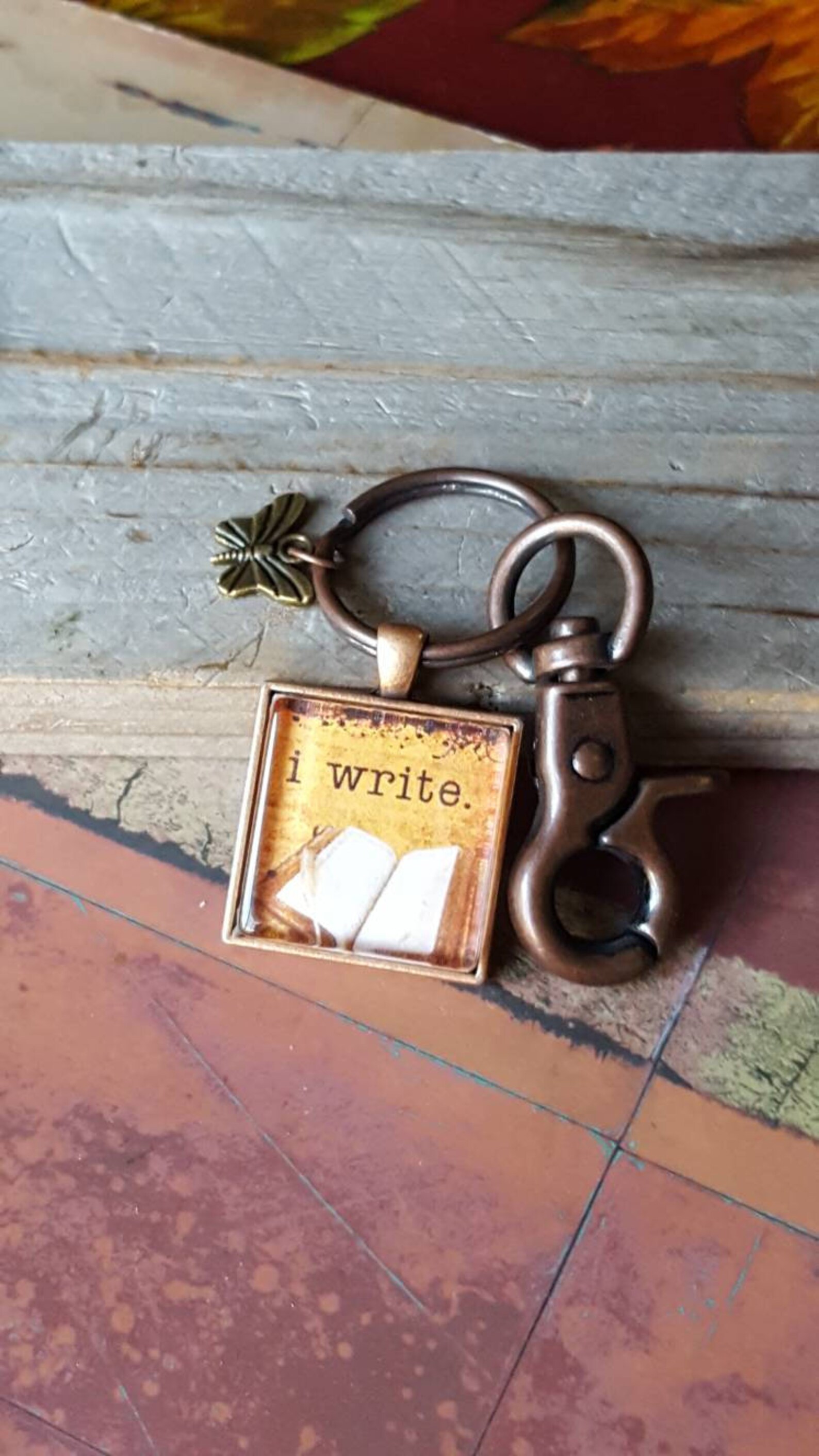 I Write Key Chain, Key Chain Writer, Writer Gift, Antique Copper ...