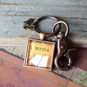 I Write Key Chain, Key Chain Writer, Writer Gift, Antique Copper ...