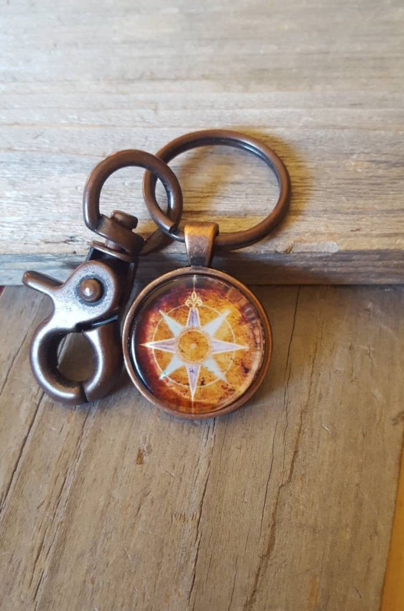 Vintage Copper Compass Key Chain Keychain for Man Vintage - Etsy