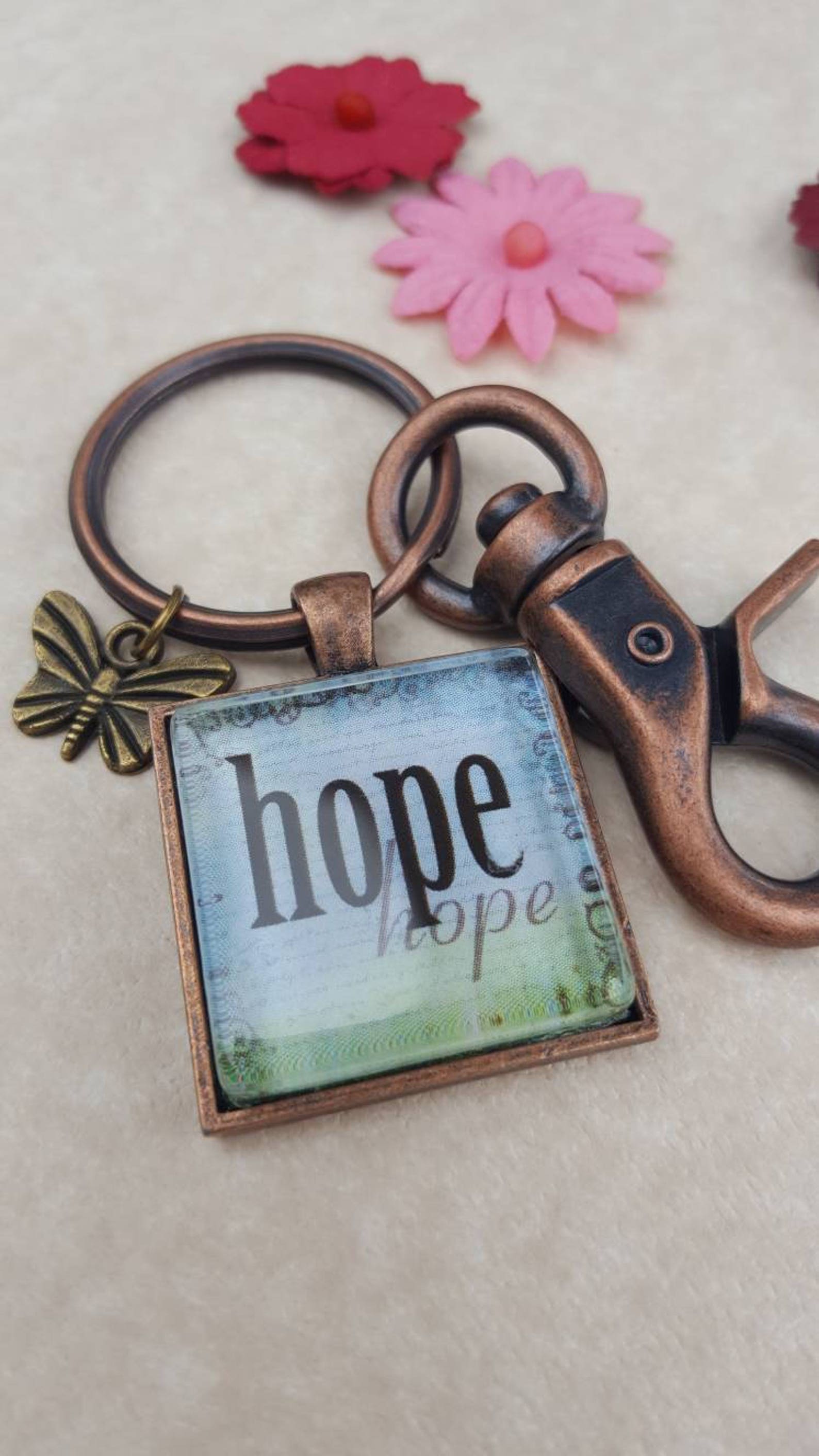 Vintage Look Hope Keychain Hope Key Chain Inspirational - Etsy