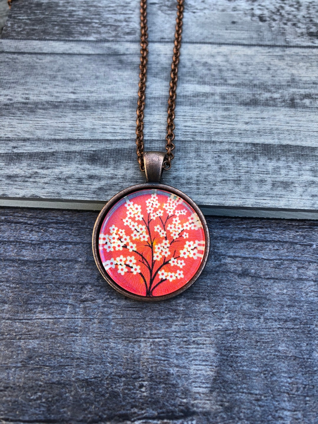 Vintage Look Spring Flowers Pendant Necklace, Vintage Necklace ...