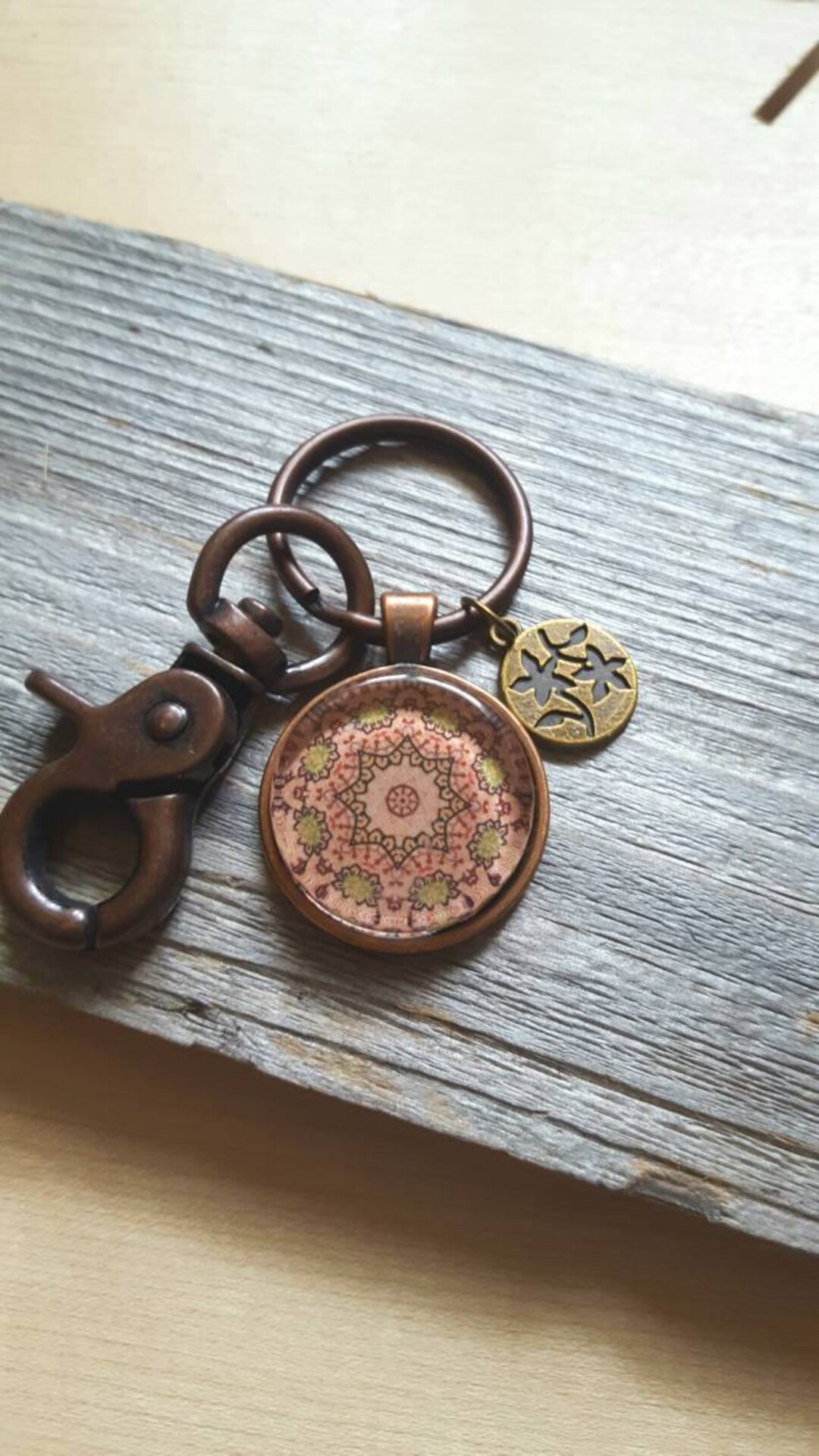 Antique Copper Mandala Key Chain, Antique Copper Key Chain, Spiritual ...