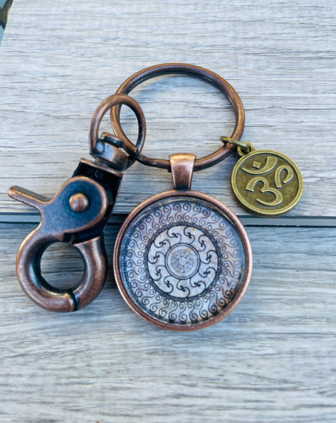Yoga Key Chain, Henna Gift, Vintage Copper Key Chain, Spiritual Key ...