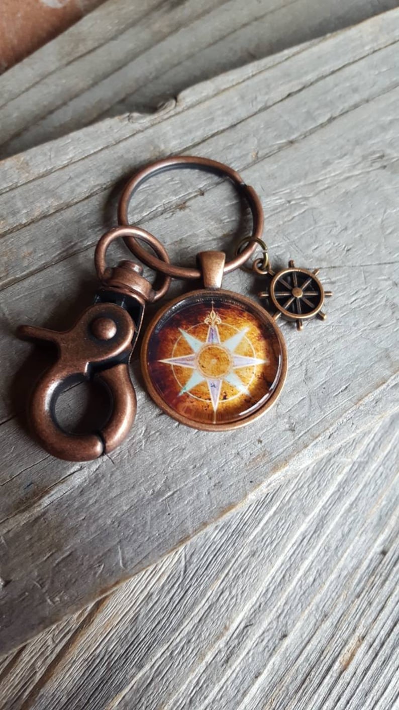 Vintage Copper Compass Key Chain Keychain for Man Vintage | Etsy