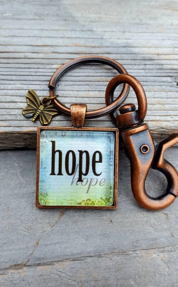 Vintage Look Hope Keychain Hope Key Chain Inspirational - Etsy