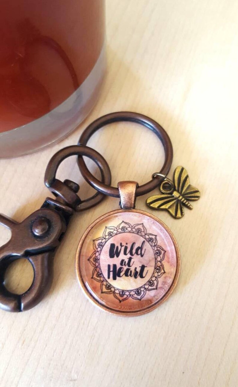 Wild at Heart Antique Copper Key Chain, Boho Keychain, Vintage Keychain ...