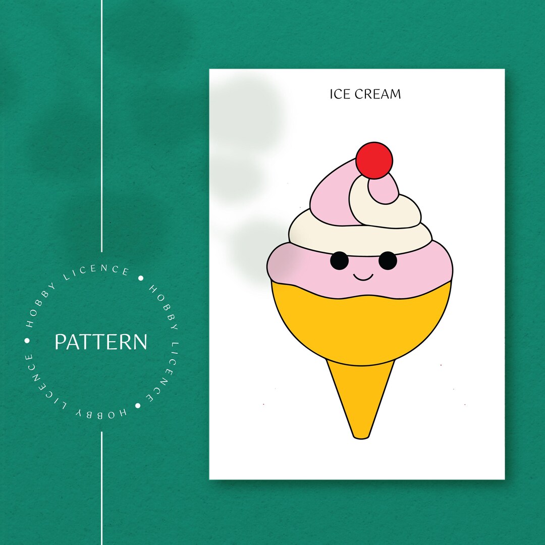 Cute Ice Cream Stained Glass Pattern Summer Suncatcher Simple Stained ...