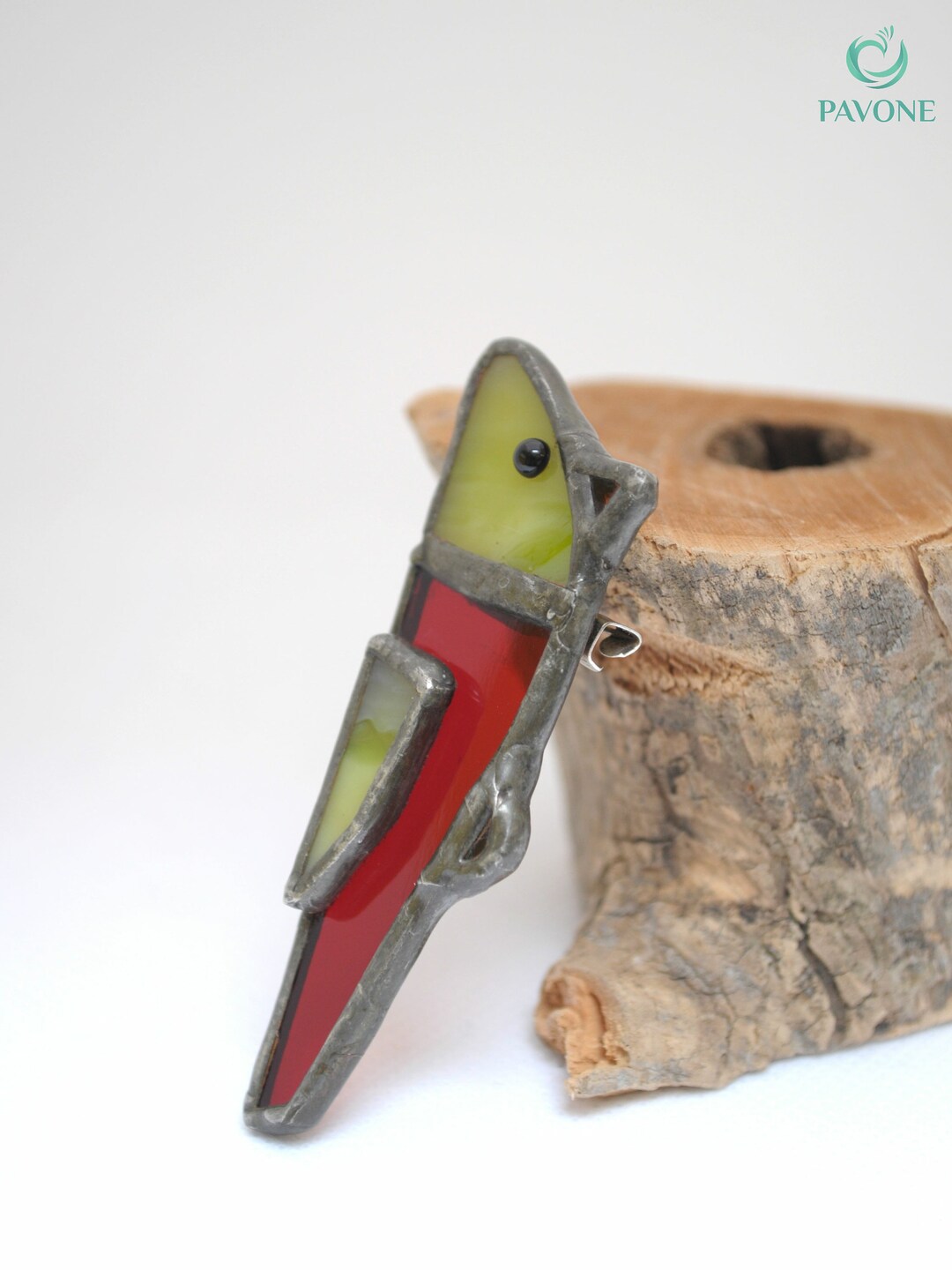 Red Bird Brooch Red Stained Glass Bird Tiffany Brooch - Etsy