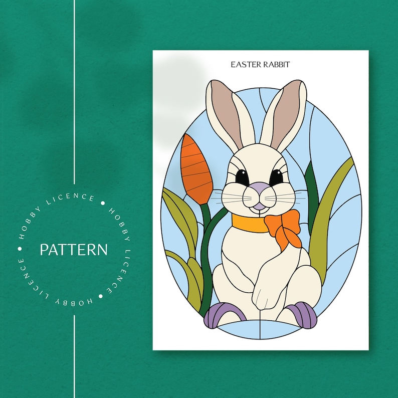 Easter Rabbit Stained Glass Pattern Easter Bunny Panel Ester Decor DIY ...