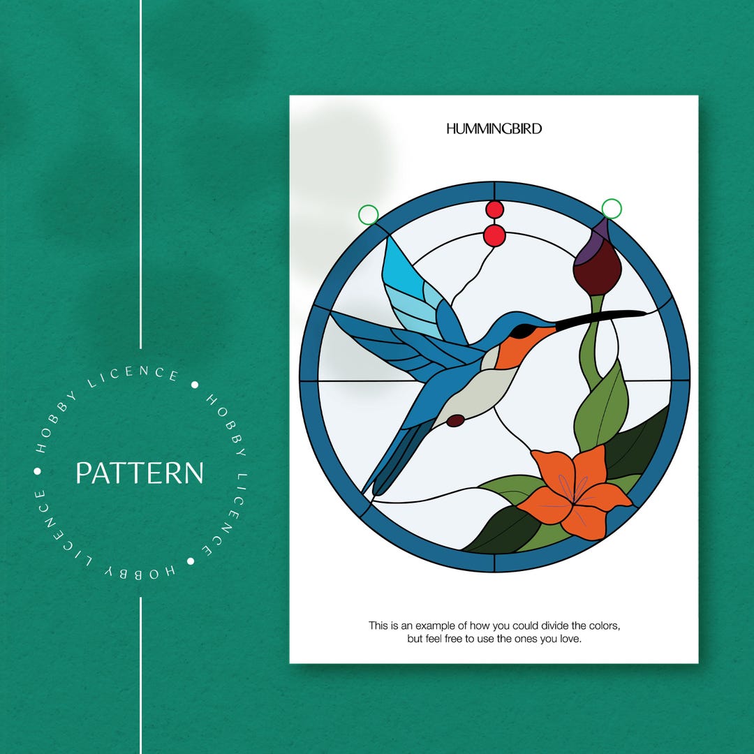 Stained Glass Hummingbird Pattern: DIY Spring Suncatcher (PDF Pattern ...