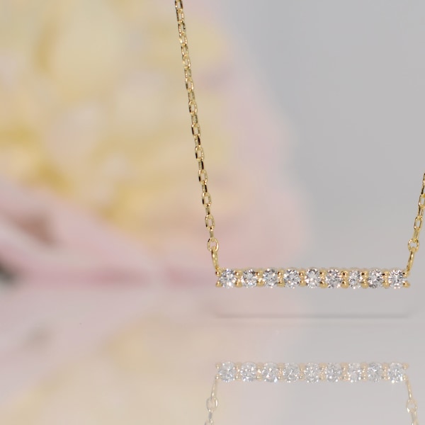 Diamond Bar Necklace - Etsy
