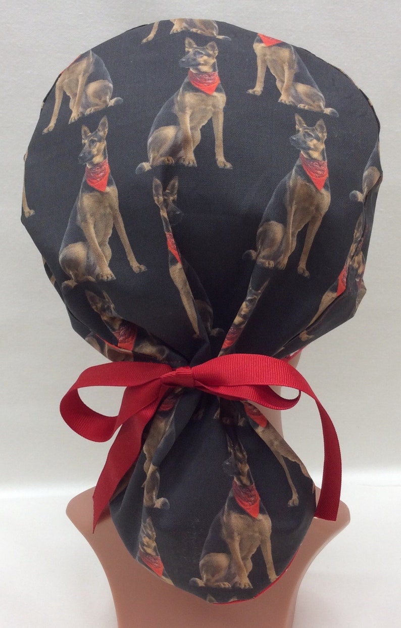 German Shepherd Ponytail Style Surgical Scrub Cap, Chemo Cap, Nurse Hat ...