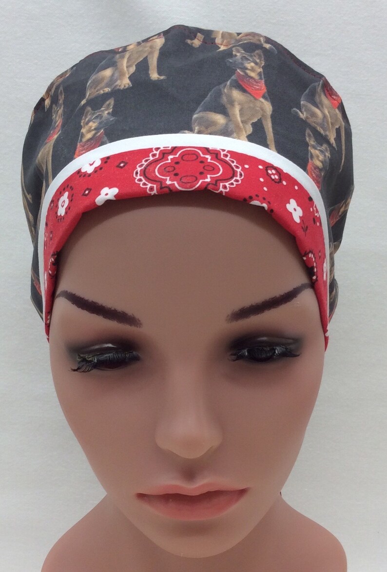 German Shepherd Ponytail Style Surgical Scrub Cap, Chemo Cap, Nurse Hat ...