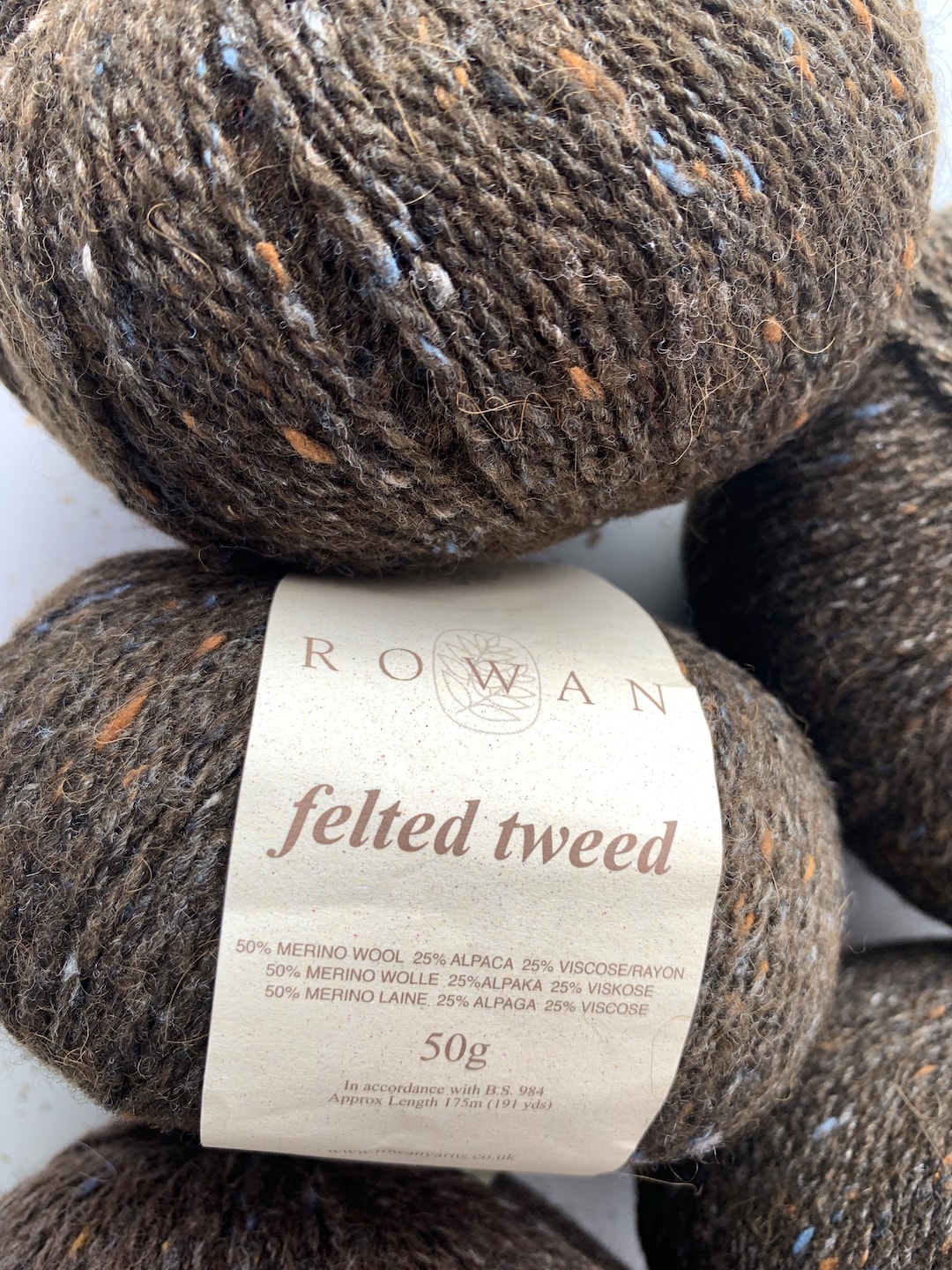 Rowan Felted Tweed, Lot of 5 Balls, Color 153 ”phantom Brown”, DK Weight, Merino/alpaca/rayon ...