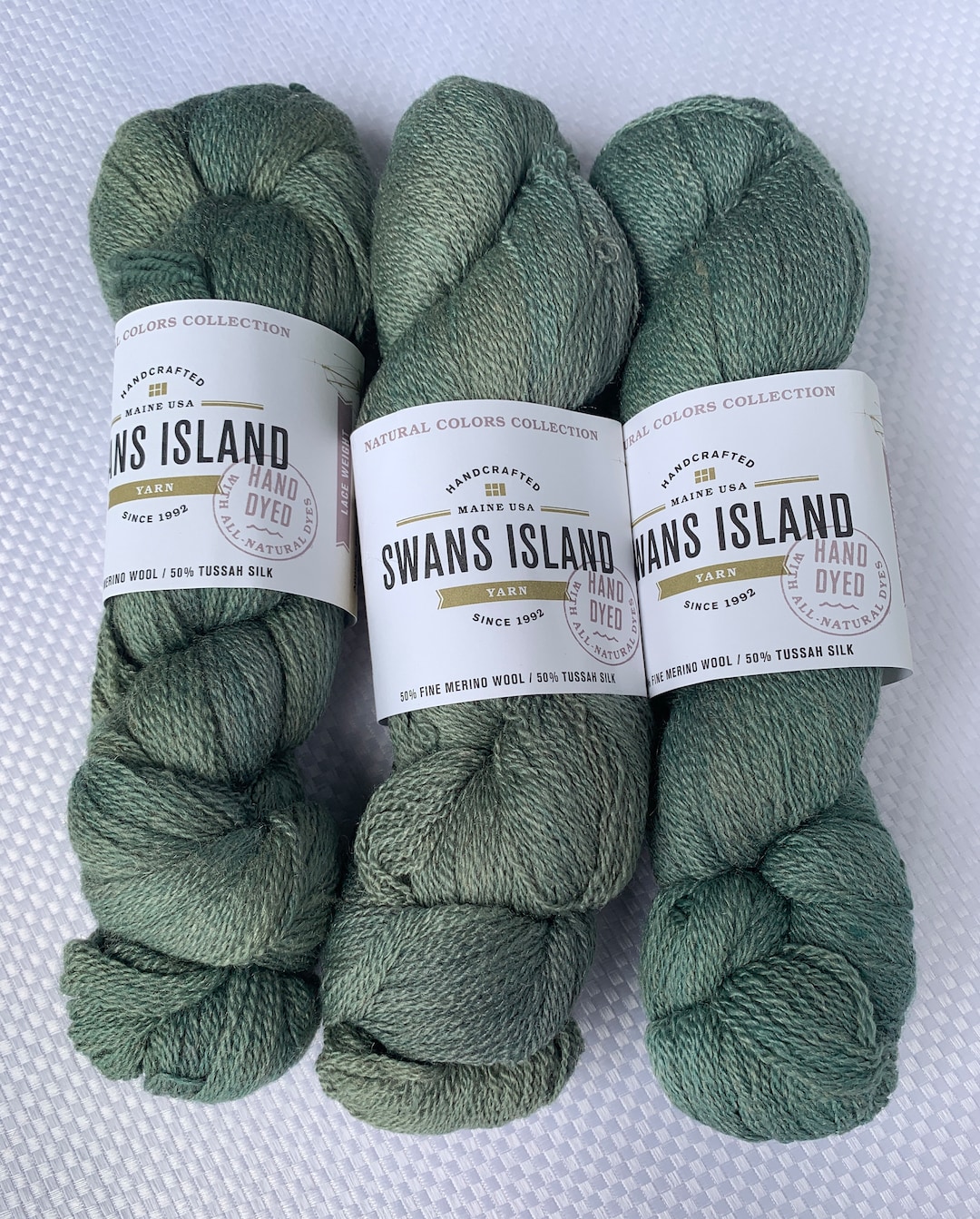 Swans Island Merino Wool & Tussah Silk, Three Color Matched Skeins in ...