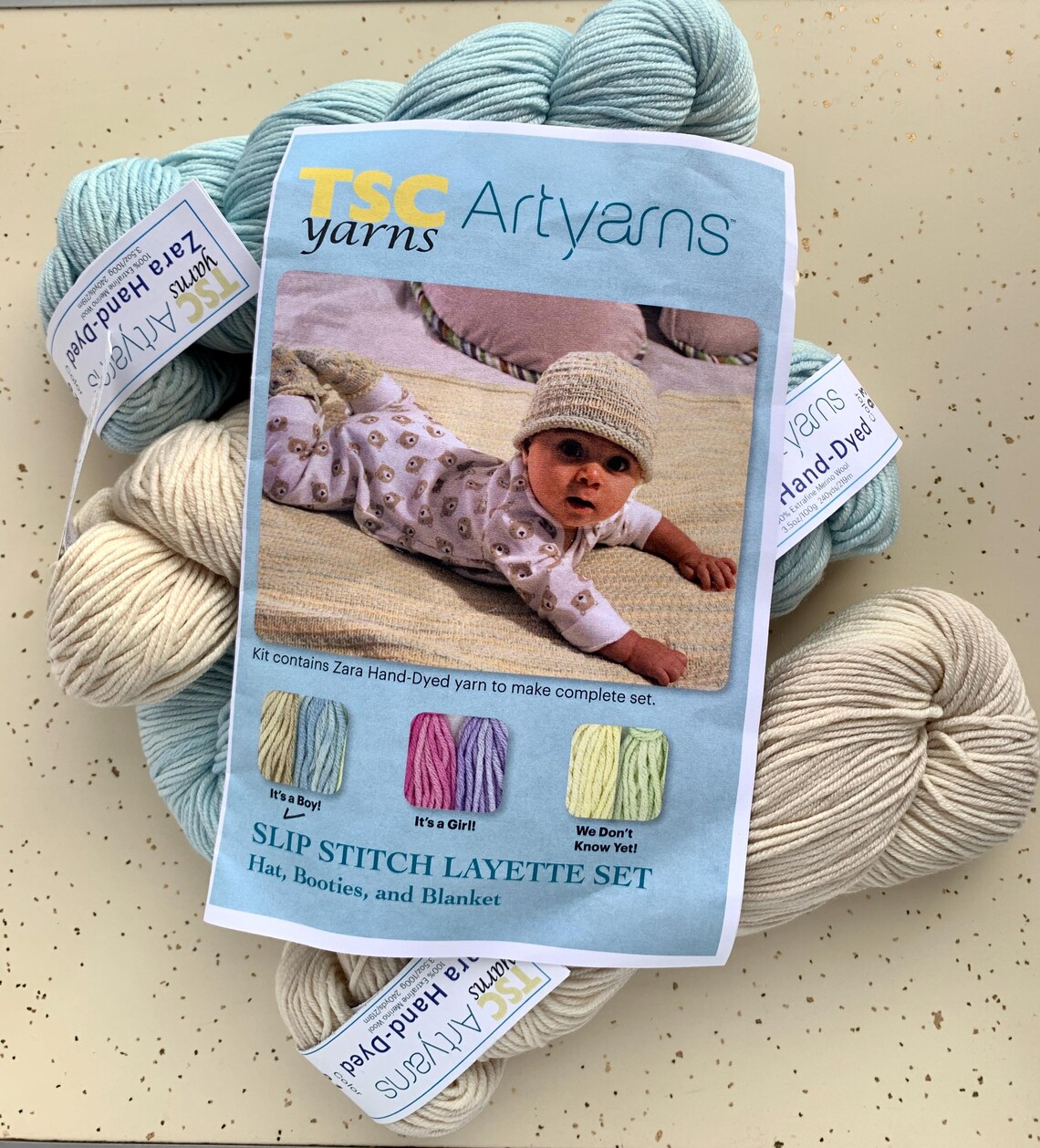 TSC Artyarns Zara, 4 Skeins With Instructions, Slip Stitch Layette Kit ...