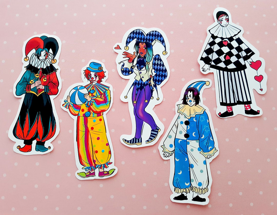 Clown Jester Pierrot Clowncore Stickers Set - Etsy