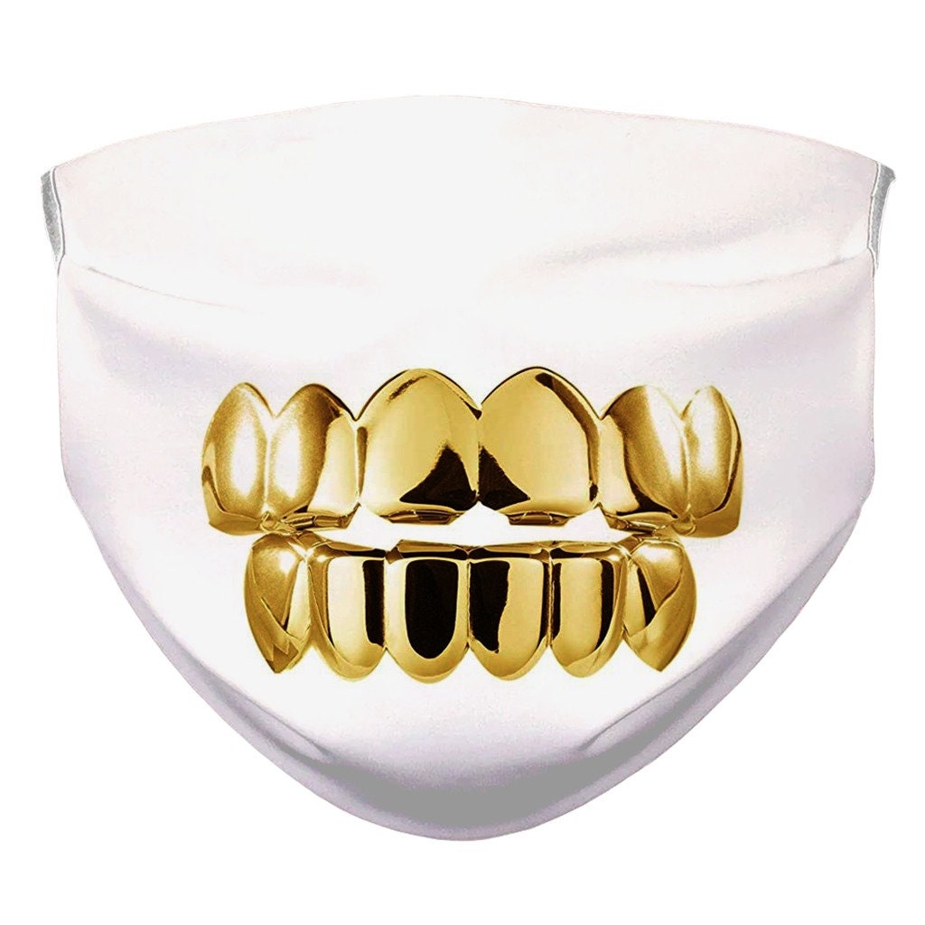 Gold Grill Face Mask Funny Face Mask Funny Teeth Face Mask | Etsy