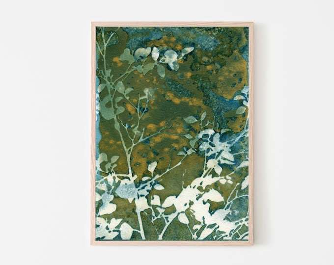 Abstract Botanical Art Print, Cyanotype, Art to Frame, Modern Wall ...