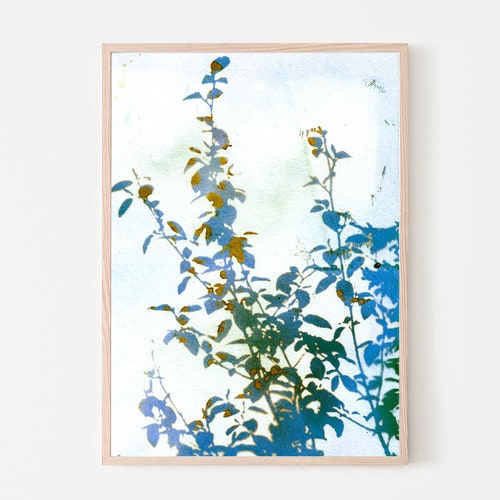 Blue Floral Minimalist Cyanotype Botanical Printable Wall Art - Etsy