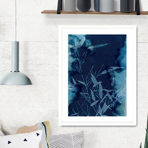 Blue Bamboo Cyanotype Botanical Wall Art Print, Nature Inspired Prints ...