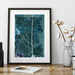 Botanical Art Cyanotype Print, Abstract Leaf Print Botanical Wall Art ...