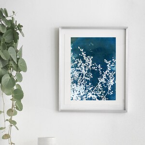 Cyanotype Botanical Art Print, Prints for Framing, Modern Bohemian Wall ...