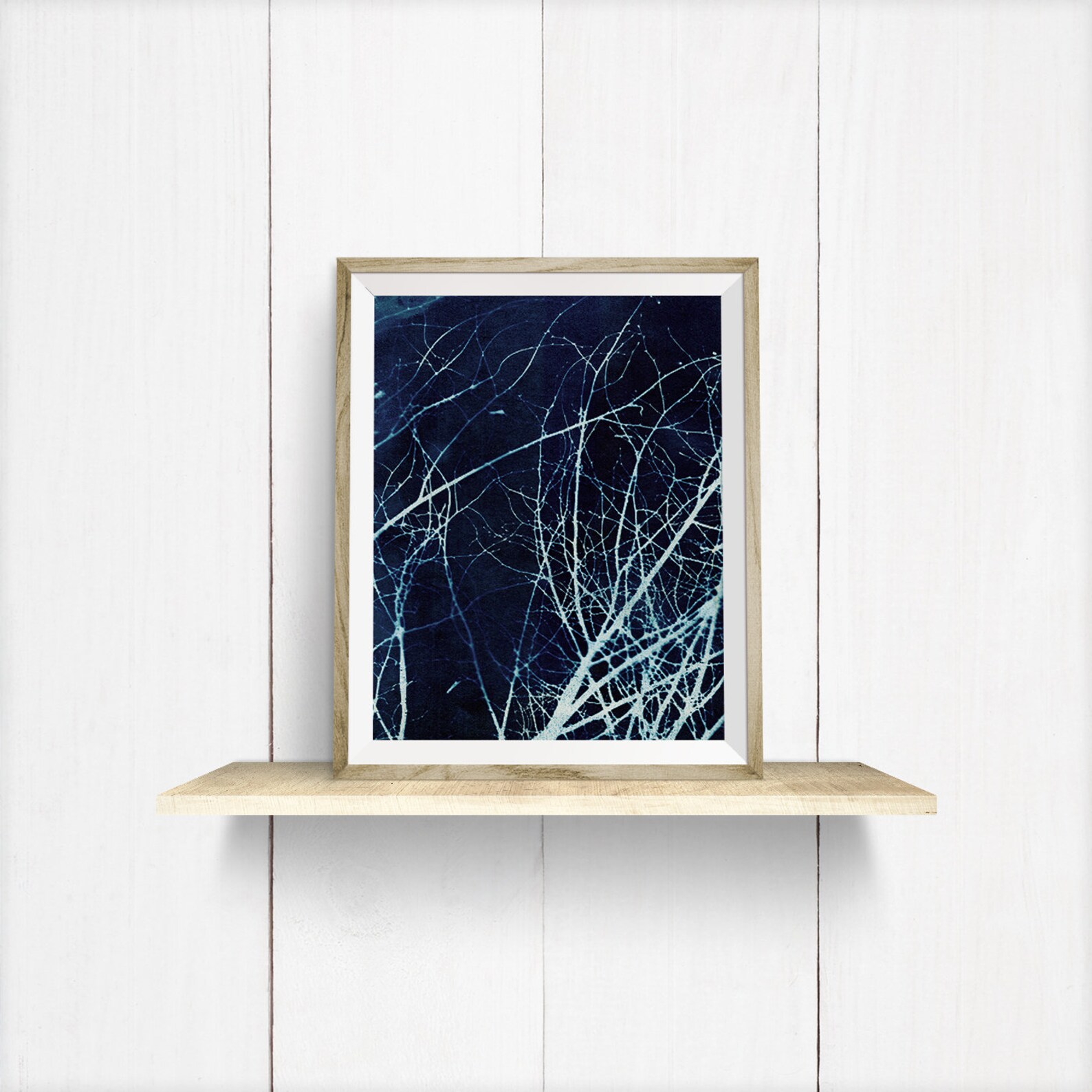 Blue Wall Art TWIGS IN WINTER Cyanotype Printable Art Print | Etsy