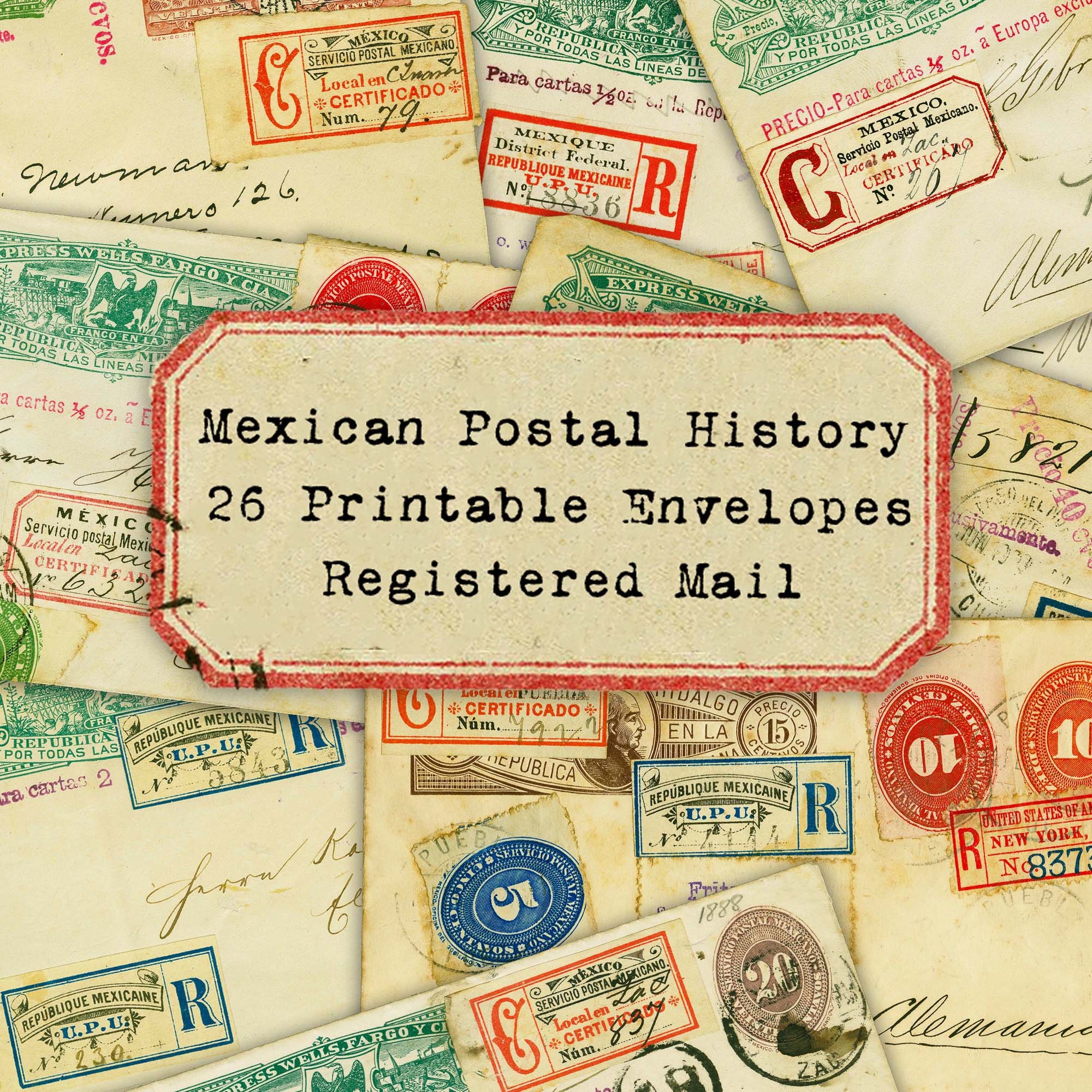 Printable Mexican Postal History Digital Registered Mail Envelopes Junk ...