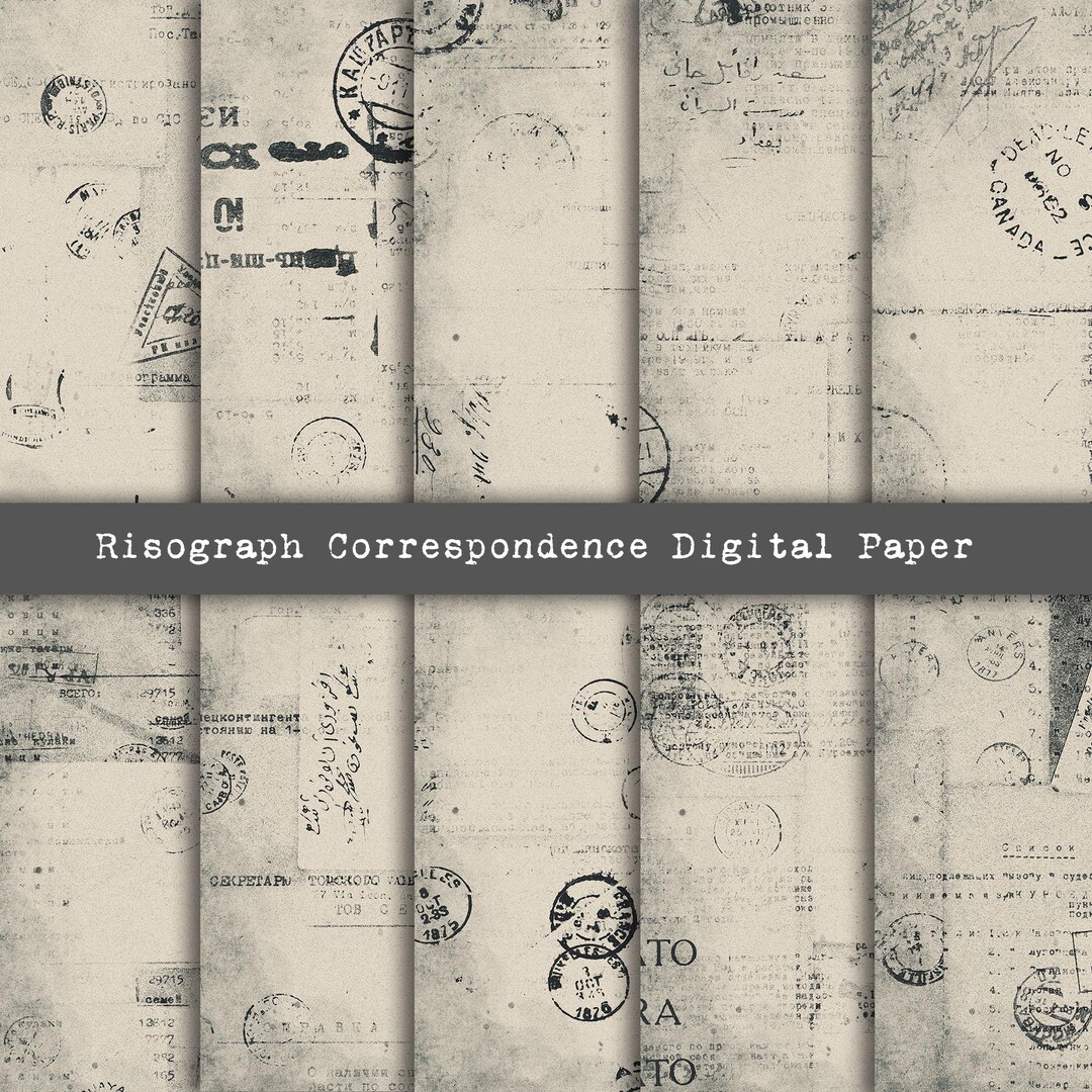 Digital Collage Sheets, RISOGRAPH CORRESPONDENCE Junk Journal Pages ...